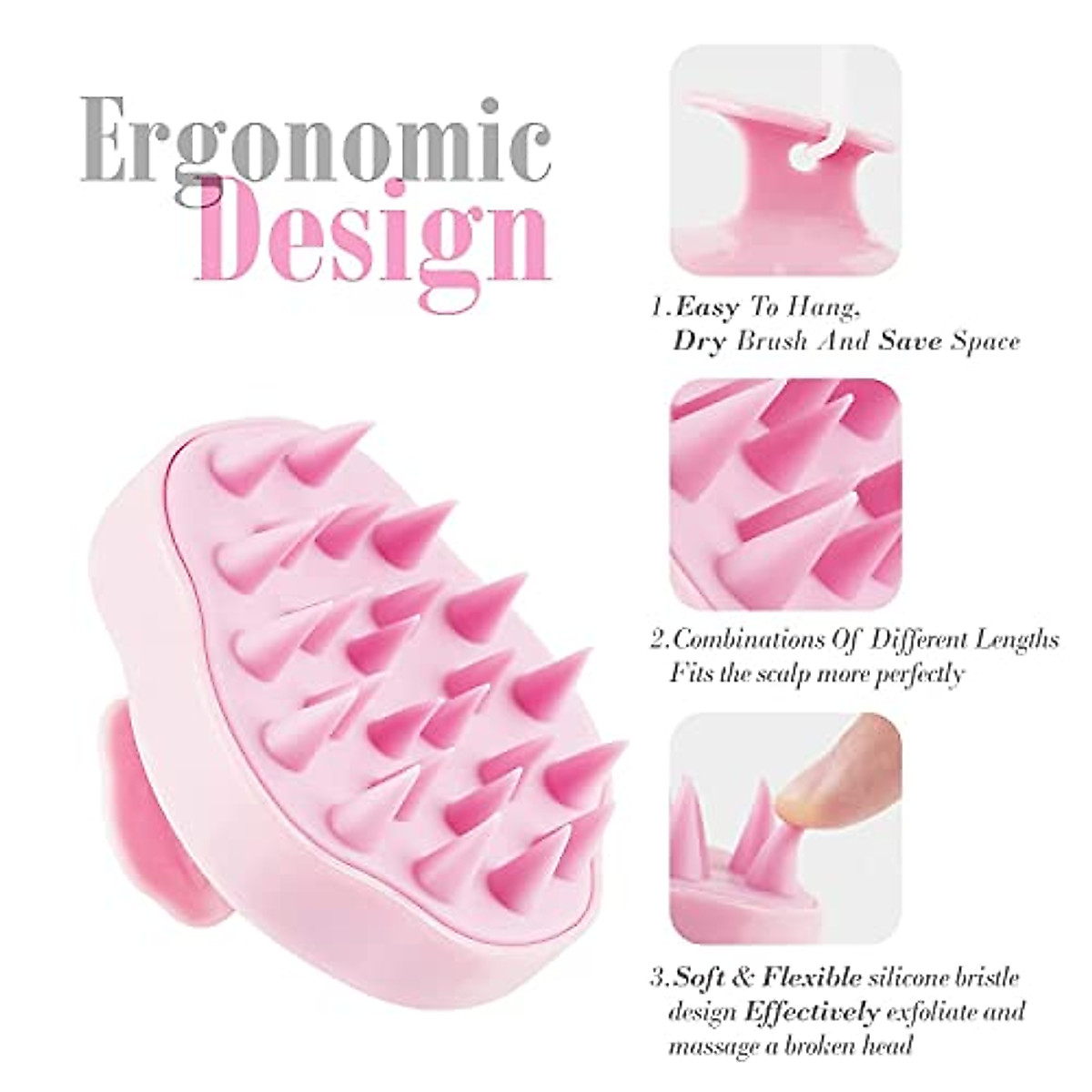 Shampoo Brush, Silicone Scalp Massager Hair Brush Head Massager Hair Growth Scrubber for Straight Curly Long Short Thick Thin Wet Dry Hair for Men Women Kids Pets , White