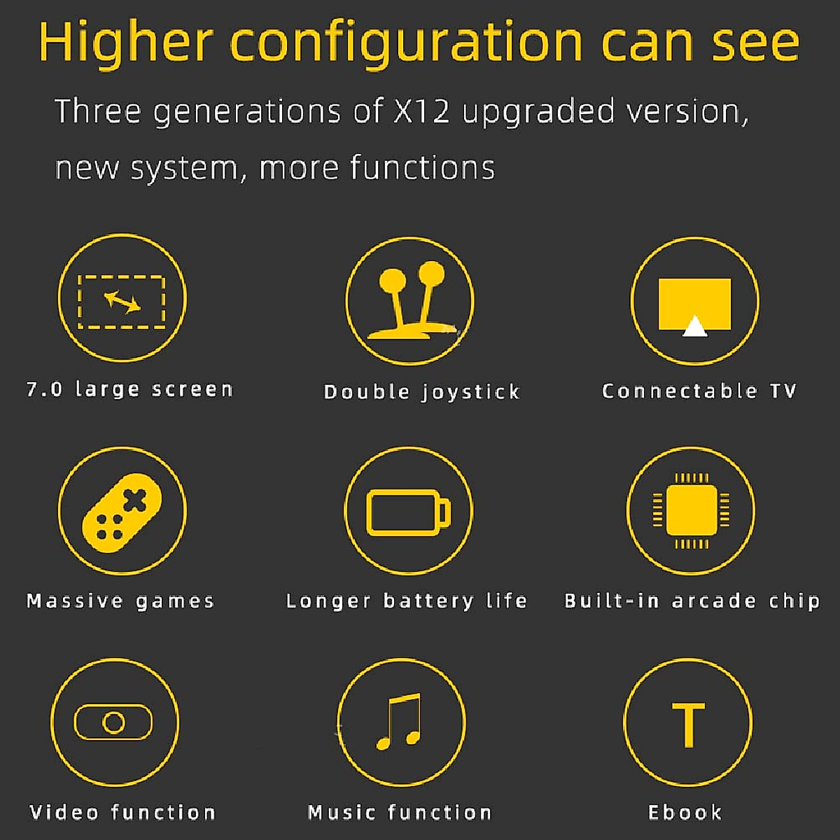 X19 Retro Game Machine HD 7 inch Large Screen Handheld Double Rocker Game Machine Design 8G built-in 1000 Games TV Video Game Console