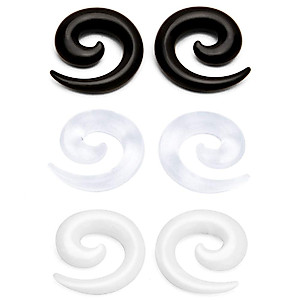 Briana Williams 3 pairs 00G 10mm Acrylic Spiral Snail Ear Tapers Plugs Lobe Ear Expander Stretching Earlobe Piercing Jewelry