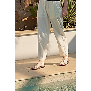 Capana Sandals (10) Woven Women's Flat Sandals - Strappy Braided Sandals , Beach Sandals for Women Dressy Summer , Rope Bohemian Sandals, Spring Casual Womens Shoes , Comfy Boho Flats for Teen Girls – White (Banyan)