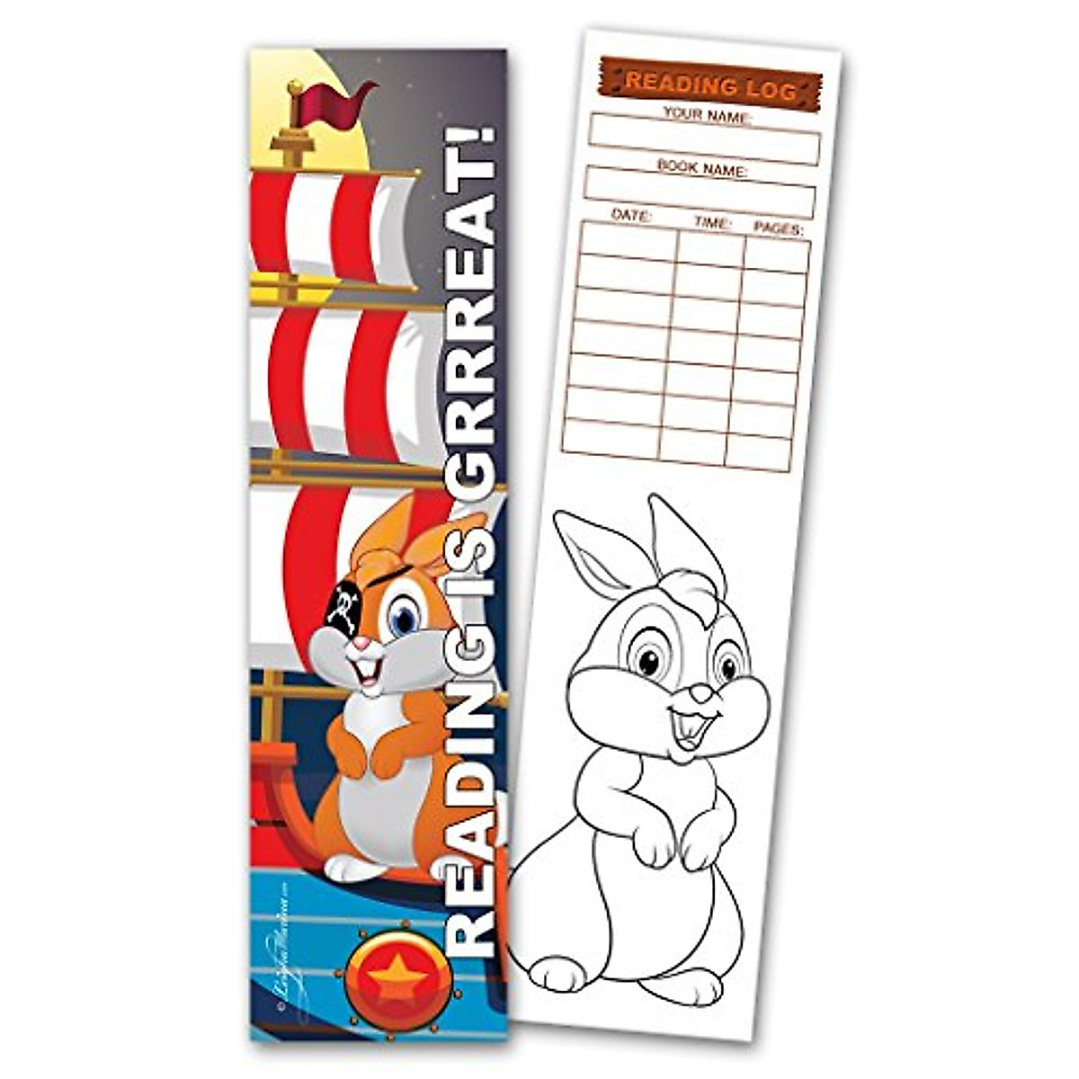 30 Assorted Coloring Bookmarks with Reading Logs (10 Designs, 3 Each)