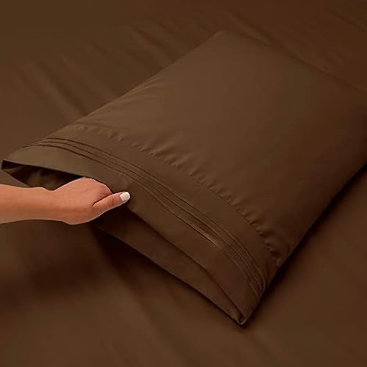 KAYLEN HOME 1800 TC Deep Pocket Full Size Sheets Set up to 16" - Hotel Luxury Extra Soft Brushed Microfiber 4 PC Bed Sheet Set, Chocolate