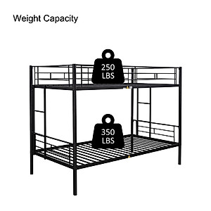 Metal Bunk Beds Twin Over Twin Heavy-Duty Bunk Bed Frame for Kids Boys Girls Teens, Black