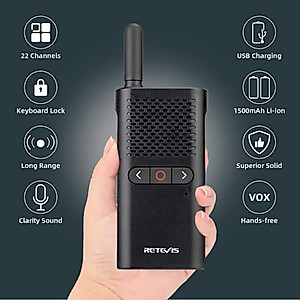 Retevis RB28B Walkie Talkies for Adults,Two Way Radios Long Range Rechargeable,1500mAh Battery,USB Charging,Mini 2 Way Radio Handheld for Easter Gifts Hiking Outdoor Camping Trip Hunting(4 Pack)