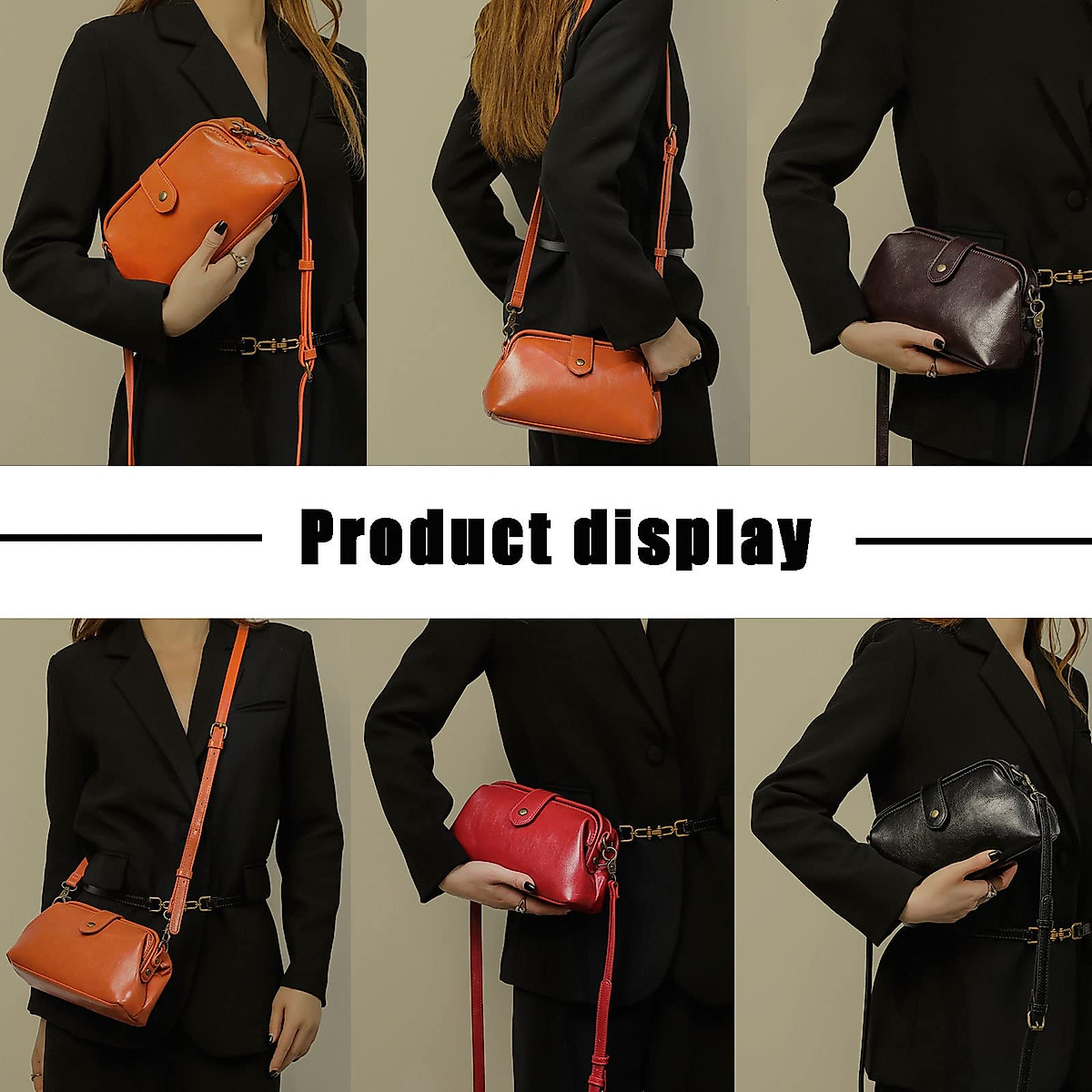 Premium Leather Retro Handmade Doctor Bag,Dr bag - retro handmade bag,Crossbody Unique Opening Small Vintage Phone Purse Handbags for Women (Coffee)