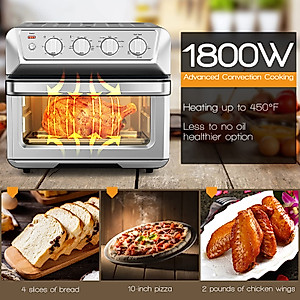 GOFLAME Convection Toaster Oven Air Fryer 7-in-1, 21.5 QT Airfryer Toaster Oven Combo Recipe, 4 Accessories Pull-out Crumb Tray, Air Fry Basket & Baking Tray Rack