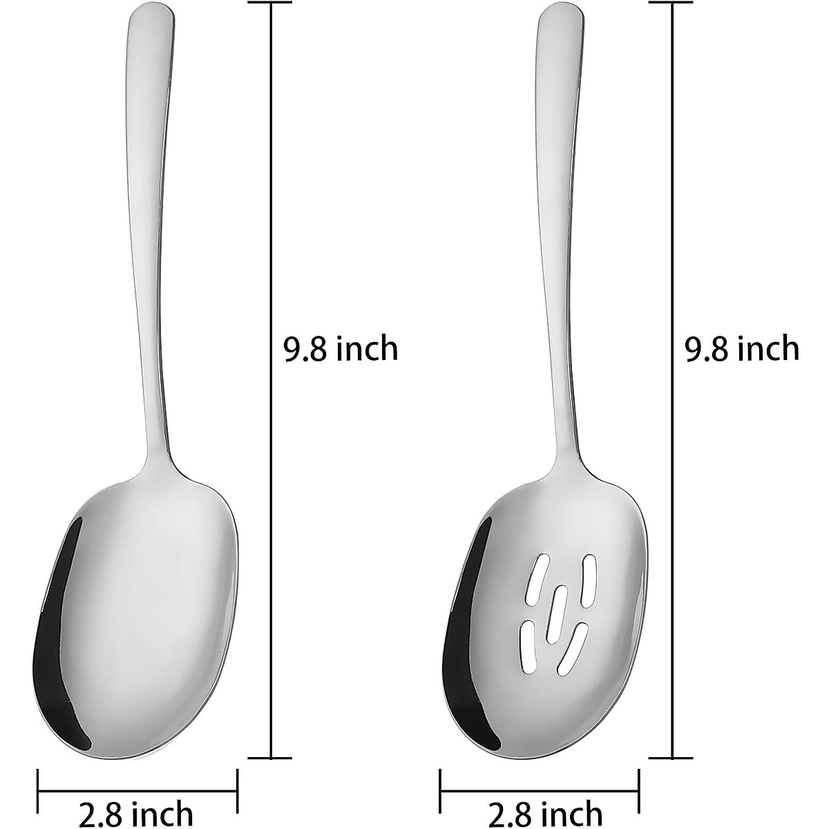 X-Large Serving Spoons Set, 9.8 Inch and 2.8 Inch Slotted Stainless Steel (2 Pack)