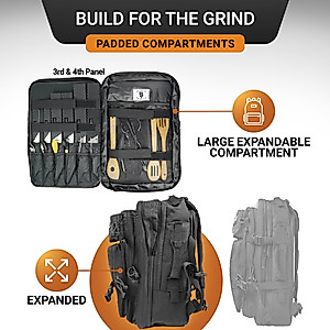 Chef Knife Bag Tactical Backpack | Knife Carrying Case with 30+ Pockets for Knives and Culinary Tools | Knife Organizer Bag for Chefs & Culinary Students | Knives & Tools Not Included (XL Size)