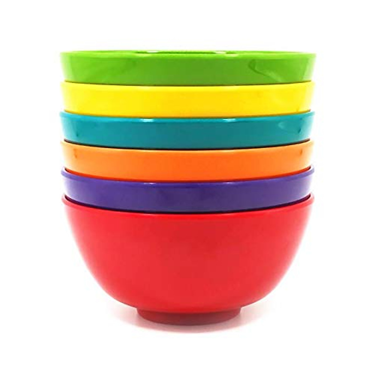 Set of 6 100% Melamine 28oz Salad Bowls Set,6 inch Round Melamine Soup Cereal Bowls,Melamine Dinnerware sets for Home Dinner Party or Picnic,Break-resistant and BPA Free,Multicolor