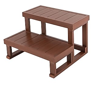 LIYUANJUN Hot Tub Steps, Spa Ladder with Allen Key for Any Hot Tub Shape and Size(3.28FT High) Outdoor Universal Pool Support Steps Large Non Slip Treads 23.62 * 21.46 * 15.75Inch (Brown)