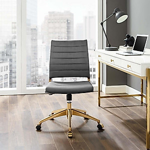Modway Jive Ribbed Performance Velvet Mid Back Armless Computer Desk Swivel Office Chair in Gray