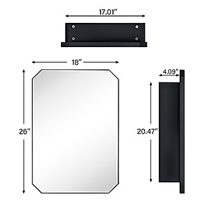 GRACTO Arched Metal Surface Mount Medicine Cabinet with Mirror Irregular Rectangle Bathroom Cabinet, 18'' W x 26'' H
