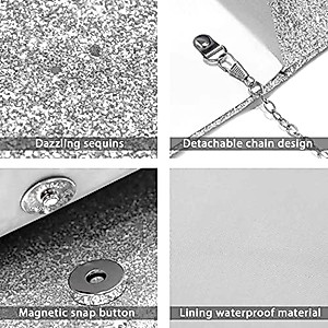 Yokawe Women's Clutch Purse Glitter Evening Bag Prom Party Bride Wedding Handbag (Silver)