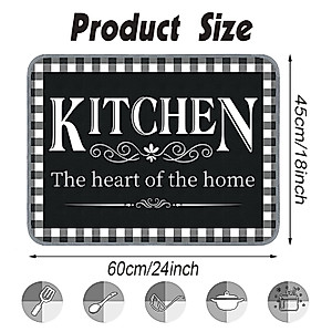 18 x 24 Inches Buffalo Plaid Dish Drying Mat Elegant Dishes Pad Kitchen Mat Absorbent Reversible Dish Drainer Rack Mats Absorbent Kitchen Is the Heart of the Home Dish Rack Pad (Plaid Style)