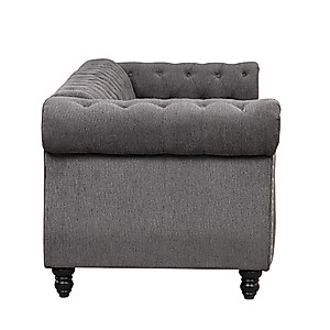 SZUBEE Living Room, 82" Modern Dutch Plush Sofa with Solid Wood Legs,Buttoned Tufted Backrest,Upholstered 3-Seater Couch for Apartment and Louge Area,Gray