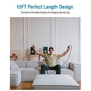 DEEGO Micro USB Cable,15Ft Extra Long PS4 Controller Charger Cable,Enduring Android Charging Cord for Samsung Galaxy S7 Edge S6,Note 5,Note 4,Moto G5,Android Phone,Kindle Fire,Black