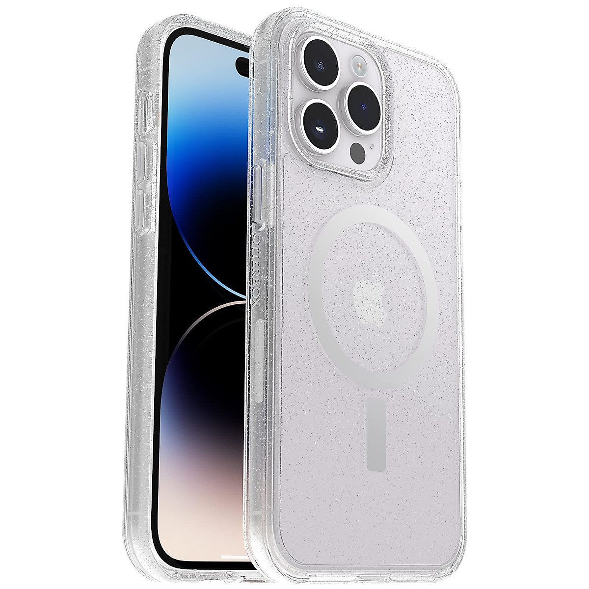 OtterBox iPhone 14 Pro Max (ONLY) Symmetry Series+ Case - Stardust (Clear/Glitter), Ultra-Sleek, Snaps to MagSafe, Raised Edges Protect Camera & Screen