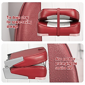 Leader Accessories Deluxe Folding Marine Boat Seat (White/Red)