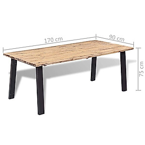 Daonanba Moderne Industrial Wood Dining Table Rectangular with Powder-coated Metal Leg 66.9"x35.4"