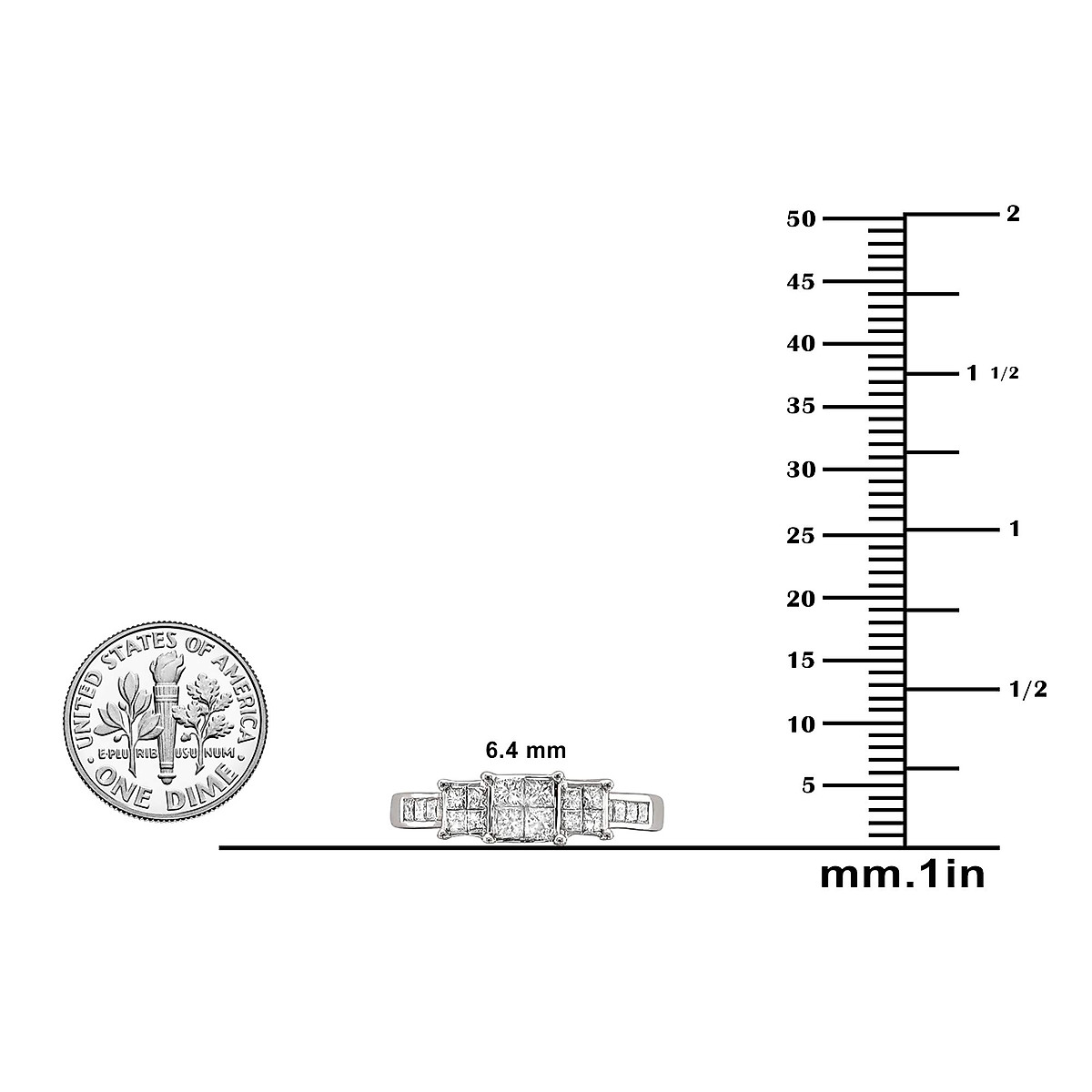 Beyond Brilliance 1.10 Carat Diamond, Prong-Set 14K White Gold Princess Cut Three-Stone Diamond Engagement Bridal Ring Set (I-J, I1-I2)