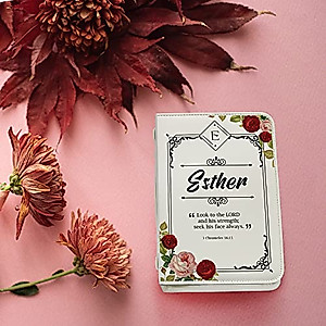 10x7 Inch Personalized Bible Cover – Create Your Own Design, Custom Bible Cover and Carrying Case with Handle – Leatherette Book Covers and Bible Case for Women - White (Design 3)