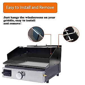 Petrirufun Universal Wind Guard and Griddle Warming Rack Set for Griddle From 16" to 28" without Hood, Wind Screen and Cooking Grid Griddle Parts for Blackstone 17“ and Other Griddle With Front Grease