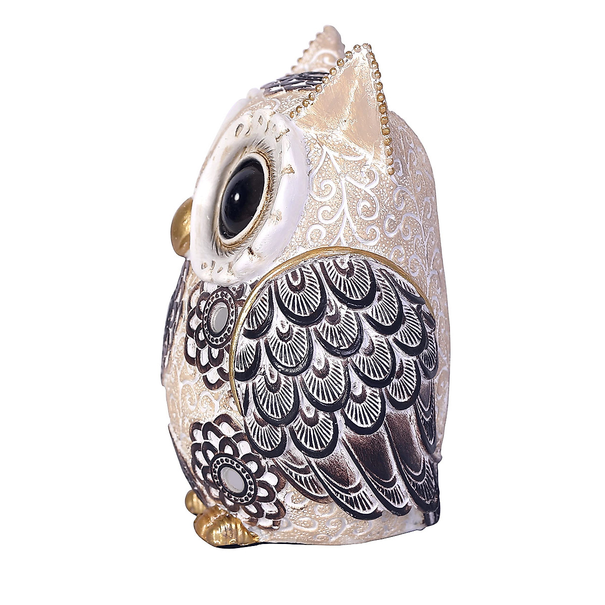 FAMICOZY Adorable Owl Figurine,Big Eyes Cute Owl Statue,Shelf Accents for Home Office Decor and Owl Lovers