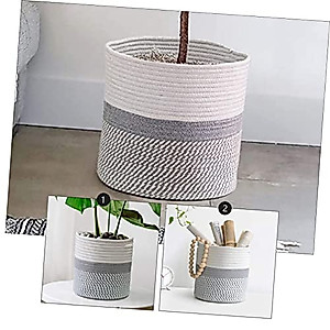 Hoement 1pc Rope Storage Basket Baby Costume Round Laundry Basket Wicker Hamper Round Organizer Baskets Baby Diapers Basket Blanket Storage Basket Sundries Box Woven Basket Home Organizer