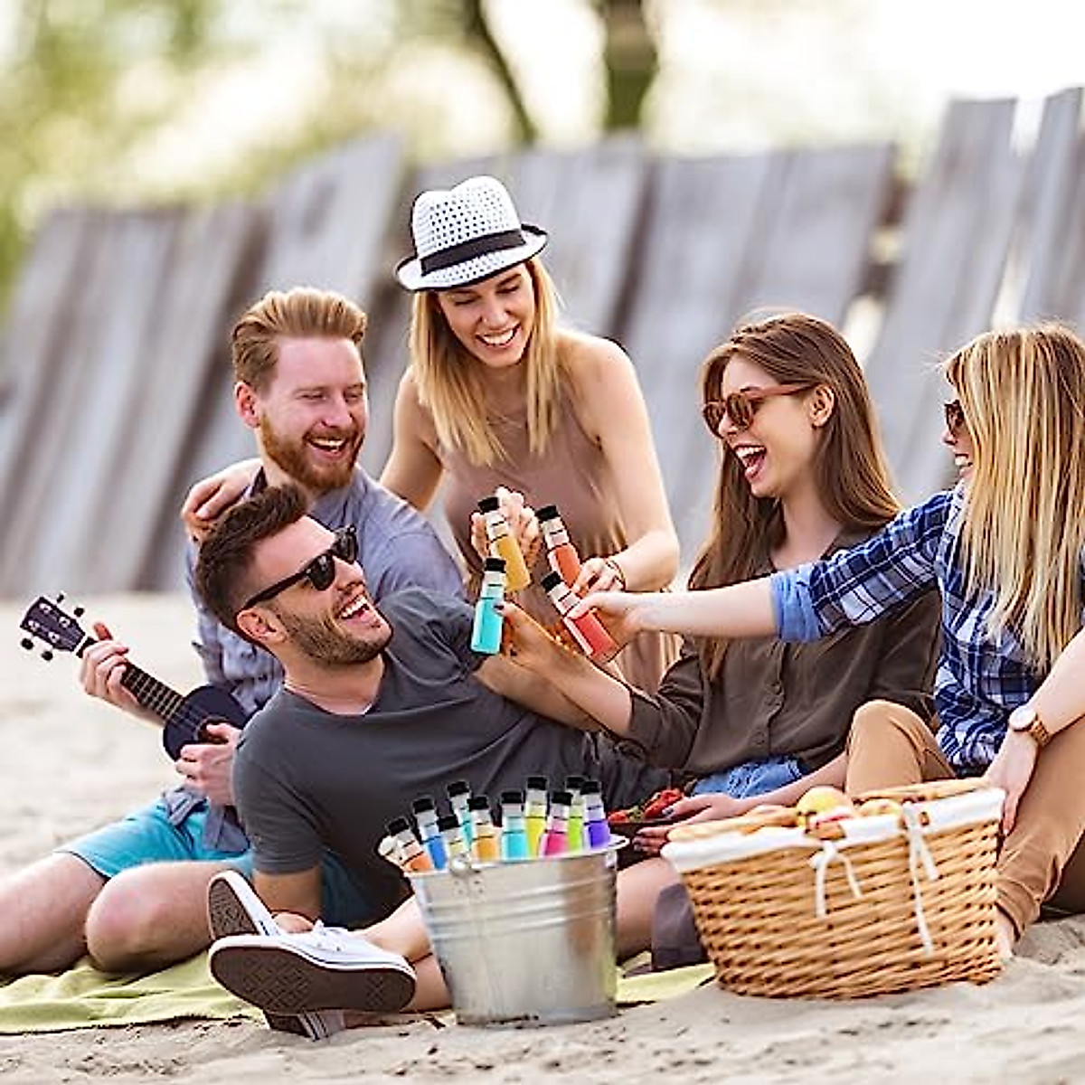 50 Pack 1 oz Mini Liquor Bottles,Clear Plastic Wine Bottles with Funnels,Airtight Plastic Spirit Bottle with Black Cap for Baby Shower, Weddings(30ml)