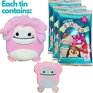 Squishmallow Official Kellytoy Collector's Tin Set with Micromallow Exclusive Pin and Trading Cads Choose Your Favorite or Collect Them All (Brina The Bigfoot)