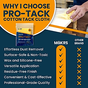 MāKRS - Pro-Tack Tack Cloth, (Pack of 3) Tack Rags, Tack Cloths for Removing Dust and Particles, Tack Cloth Woodworking, Painting, and Varnishing, Wax and Silicone Free, Anti-Static, 18" x 36"