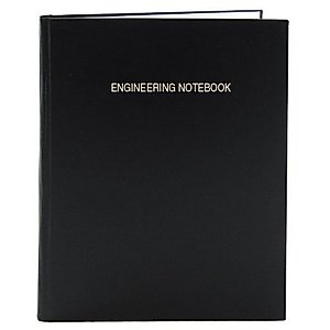 BookFactory Engineering Notebook - 96 Pages (.25" Engineering Grid Format), 8 7/8" x 11 1/4", Engineering Lab Notebook, Black Cover, Smyth Sewn Hardbound (EPRIL-096-LGS-LKT4-R1)
