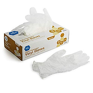 Med PRIDE Medical Vinyl Examination Gloves (Medium, 100-Count) Latex Free Rubber | Disposable, Ultra-Strong, Clear | Fluid, Blood, Exam, Healthcare, Food Handling Use | No Powder