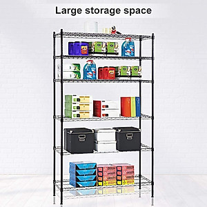 6 Tier Wire Shelving Unit Wire Shelves, NSF Heavy Duty Height Adjustable Storage Wire Shelf Shelving Rack with Feet Leveler Garage Rack Kitchen Rack Office Rack Commercial Shelving (Black 42x16x72)