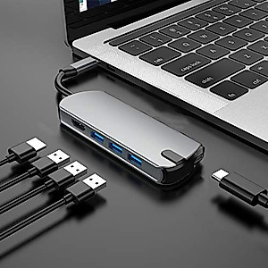 Leya-US Spare Part T1905 5 in 1 Multi-Function Type-C/USB-C HUB Expansion Dock (Color : Grey)