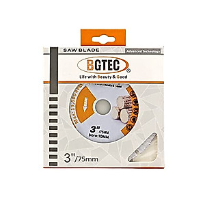 BGTEC Carbide Wood Cutting Disc,3pcs 3 Inch/75MM with 10MM Arbor Vacuum Brazed Carbide Cut-Off Wheel Blade for Wood Board, Gypsum Board, Rubber Pipe, Plastic