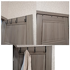 ZningEsxi Metal Hanging Door Hook 2 pcs Over The Door Christmas Wreath Hooks Towel Hanger for Coat Hangers Organizer Bathroom Pants Cubicle - Black