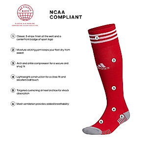 adidas Copa Zone Cushion 4 Soccer Socks (1-Pair) for Men, Women, Boys and Girls, Team Power Red/White, Medium