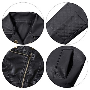 UNIQUEONE Baby Boys Girls Kids Outfits Spring Autumn PU Faux Leather Lapel Jacket Oblique Zipper Outerwear Coat size 6-12 Months/Tag5 (Black)