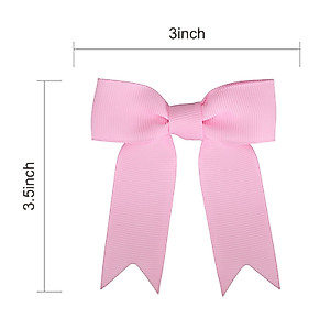 Meseey 50 Pcs 3 Inches Light Pink Grosgrain Ribbon Twist Tie Bows Pretied Bows Premade Craft Bows for Treat Bags Gift Wrapping Basket Wedding Baby Shower Brithday Valentine's Day Christmas Party