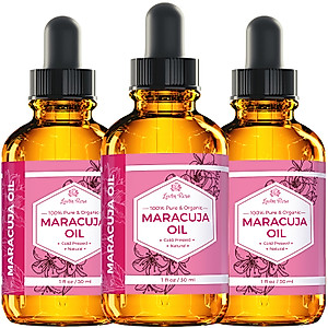 Leven Rose Maracuja Oil, Passion Fruit Seed Oil 100% Natural Moisturizer for Hair Skin and Nails 1 oz