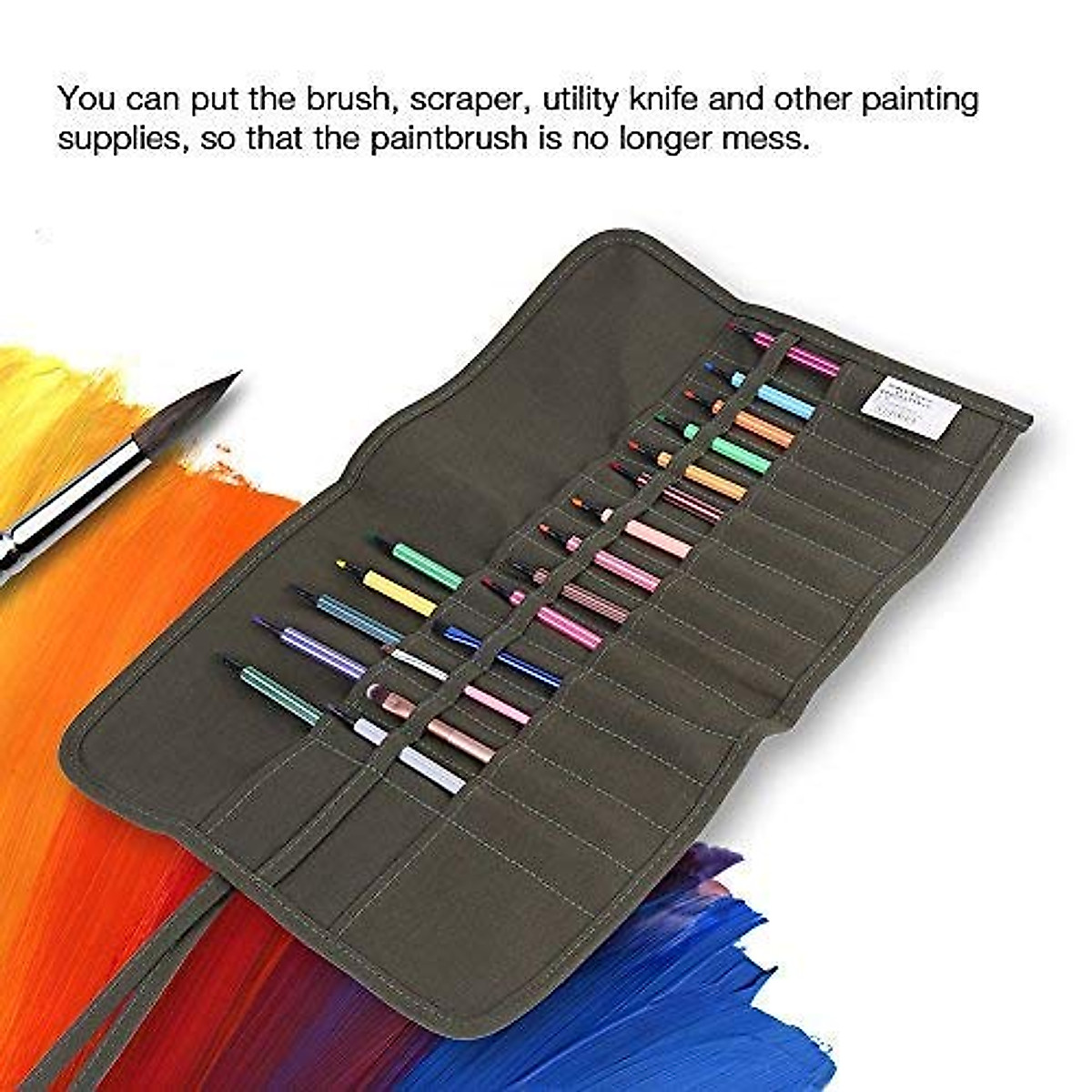 30 holes Paint Brush Bag Roll Up Canvas Paint Brush Case Draw Pen Watercolor Oil Paint ing Brushes Holder