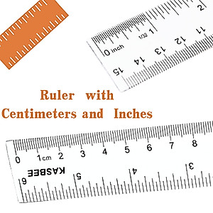 Plastic Rulers, 2PCS Straight Ruler, Plastic Measuring Tool for Student School Office (Clear, 6 Inch) (2)