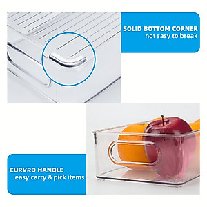 Eco Moda Set Of 6 Refrigerator Organizer Bins - 3 Sizes Stackable Plastic Clear Food Storage Bin