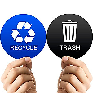 Vinyl Recycle and Trash Sticker,3 Round Logo Sign Decal Labels Self-Adhesive Vinyl Laminated,Waterproof Indoor Blue green 3 x 3 x 0.01 inches