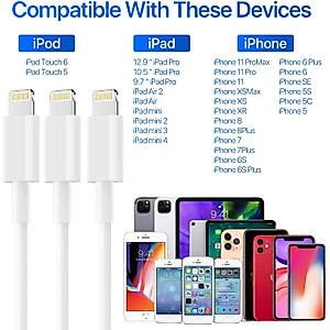 iPhone Charger, 4PACK 3/3/6/6Feet Long USB Charging Cable Fast Connector Data Sync Transfer Cord Compatible with iPhone 11 Pro Max XS XR X 8 7 6S 6 Plus SE 5S