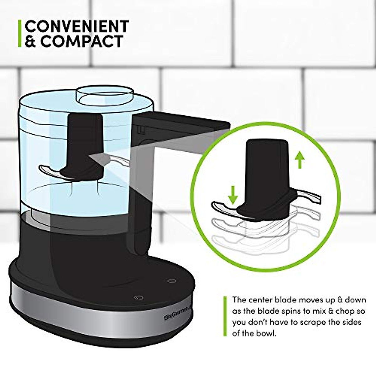 Elite Gourmet EMC4423 Maxi-Matic Patented Electric HoverChop Vegetable Food Prep Processor Chopper, Up/Down Chopping Motion, Chop, Grind, Emulsify, Puree, Mince, Touch Screen Keypad