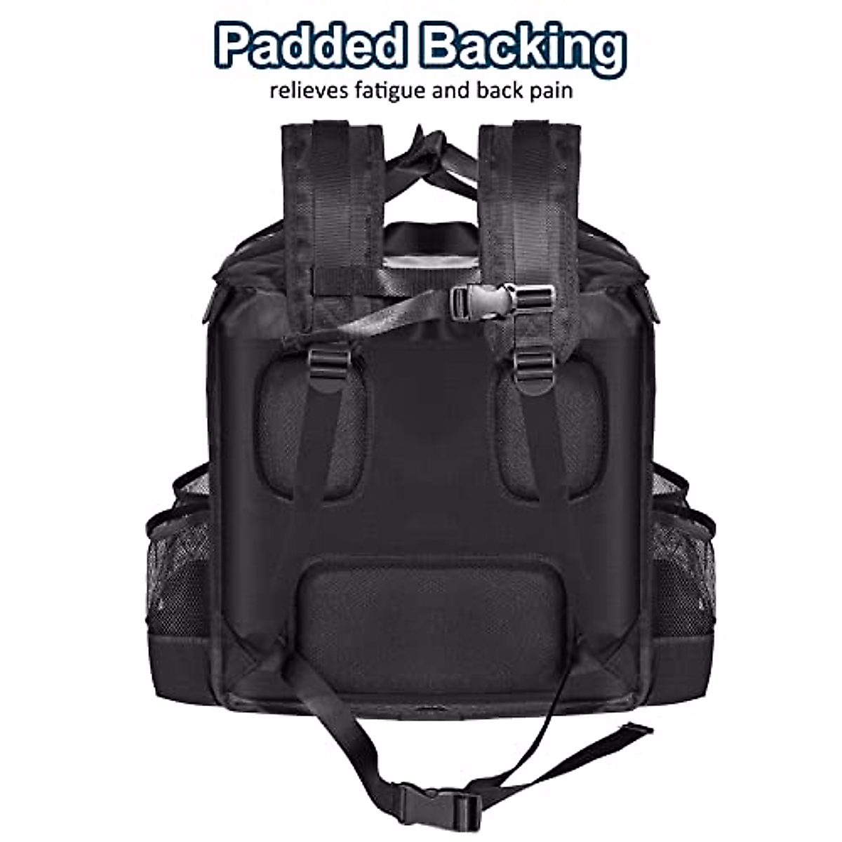 cherrboll Food Delivery Backpack with Drink Holders & Dividers, Insulated Delivery Bag Fits 4 Large Pizzas, Thermal Cooler Backpack for Bicycle