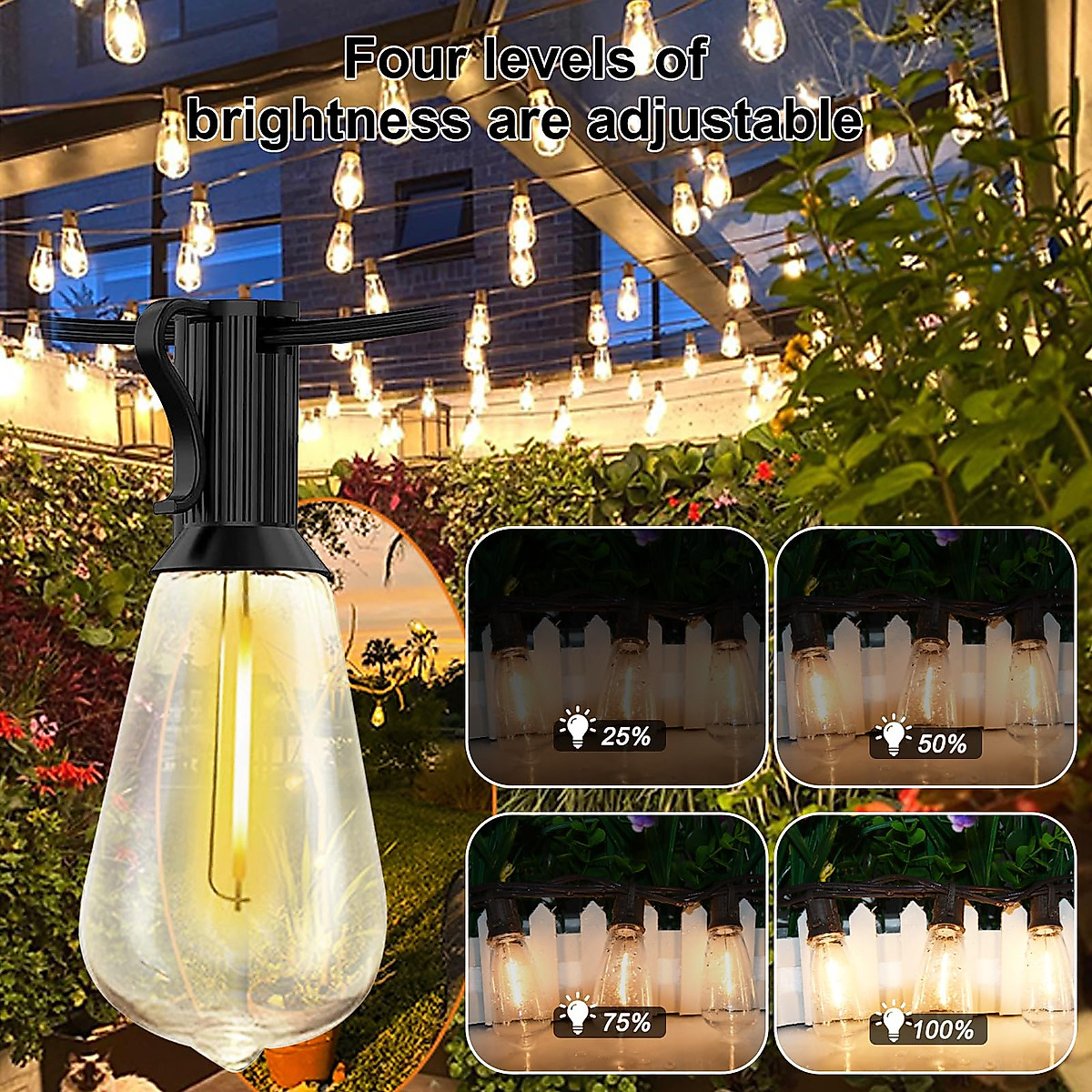 G40 Outdoor String Lights 50FT LED Backyard Lights, Globe Shatterproof String Light, Commercial Hanging Lights for Garden Terrace Decoration Wedding Cafe pergola, Brown Wire