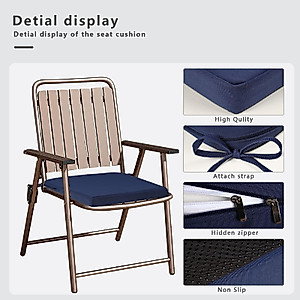 Homcomoda Outdoor Chair Cushions Set of 4 Waterproof Patio Chair Cushions with Ties Memory Foam Outdoor Seat Cushions for Patio Furniture,17 x 16x 2 Inch,Navy Blue